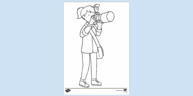 FREE! - Female Photographer Colouring Sheet (teacher made)