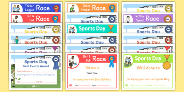 EYFS Races and Field Events Sports Day Certificate Pack