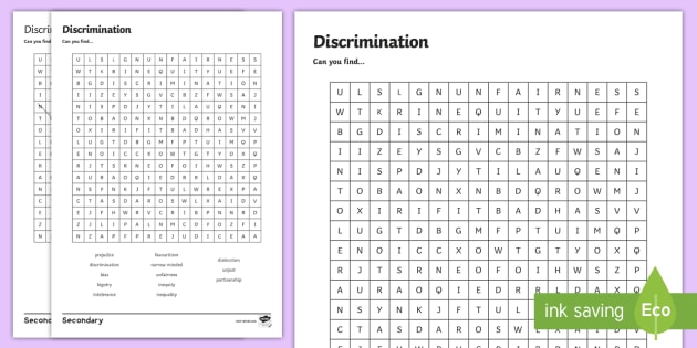 Discrimination Word Search (teacher made)