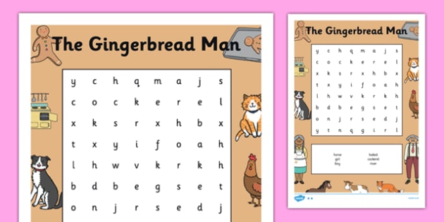 The Gingerbread Man Wordsearch (teacher made)