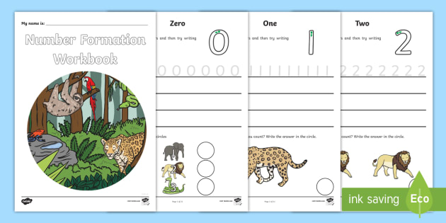 Number Formation Workbook Jungle (teacher made)