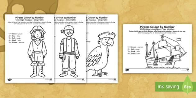 Pirates Colour by Number English/French - Pirates Colour by Number