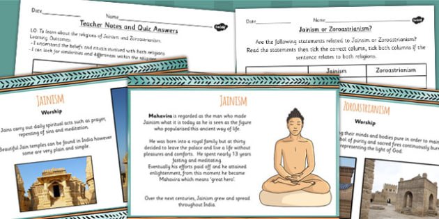 Zoroastrian and Jain Religions Lesson Pack