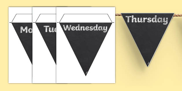 Chalkboard Themed Days of the Week Display Bunting