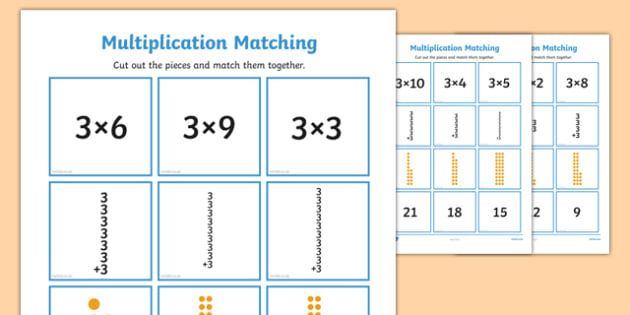 3 Times Table Multiplication Matching Puzzle - times table, multiplication