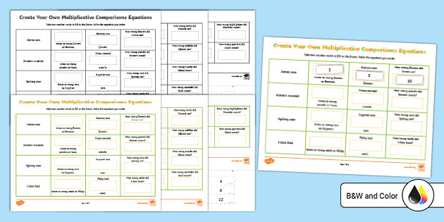 Multiplicative Comparisons Worksheets