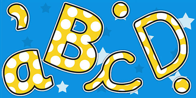 Yellow and White Spots Themed Size Editable Display Lettering