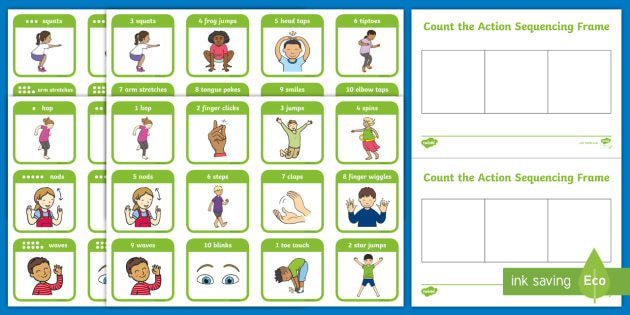 Count the Action Sequencing Frame Activity (teacher made)
