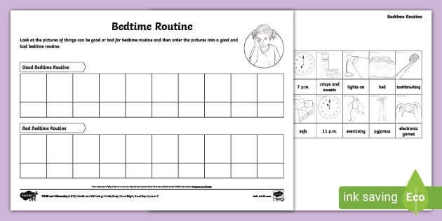 Bedtime Routine KS2 Activity | Sleep | Health Education