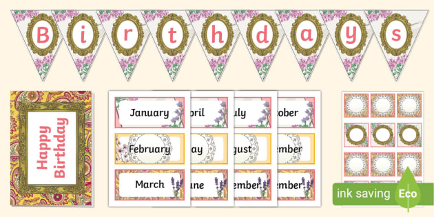 High Tea Birthday Chart - Classroom Display - Twinkl ZA