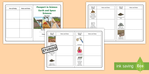 Year 4 Earth and Space Sciences Passport Booklet