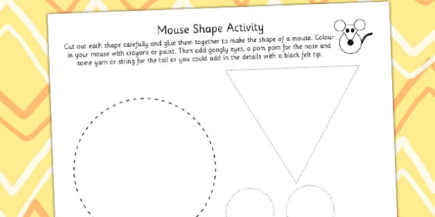 Paper Mouse Shapes Activity - shape, paper craft, paper games, mickey mouse