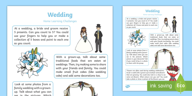Wedding-Themed Home Learning Challenges Nursery FS1