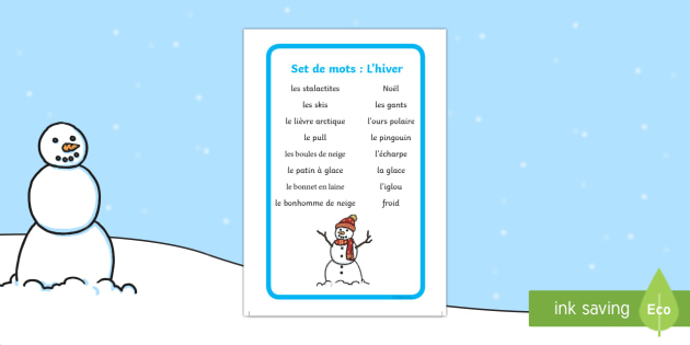 Set de mots: L'hiver (teacher made)