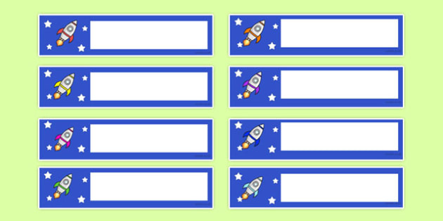 Rocket Themed Gratnells Tray Labels