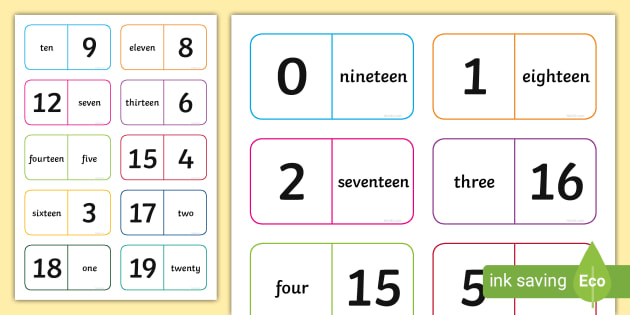 Number Bonds to 20 Matching Dominoes