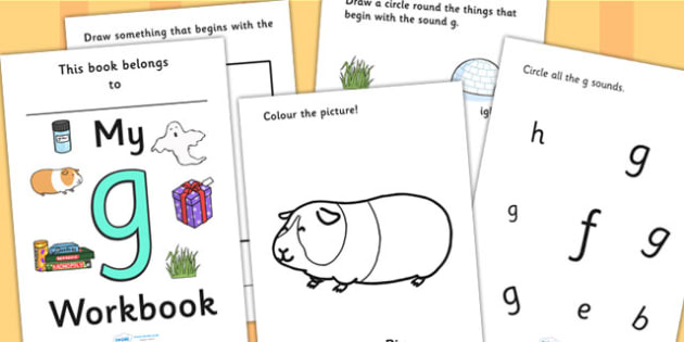 My Workbook g lowercase (teacher made)