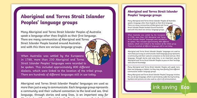 Aboriginal and Torres Strait Islander People Language Poster