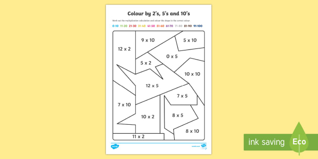Colour by 2s, 5s and 10s Mixed Multiplication (teacher made)