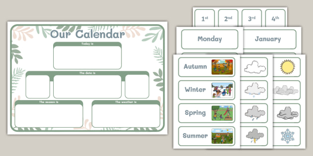 EYFS Botanical-Themed Daily Calendar and Weather Chart