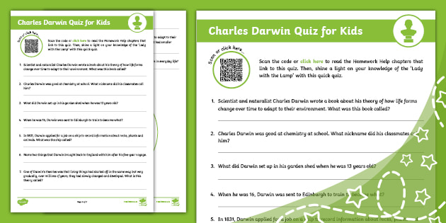 FREE! - Charles Darwin Quiz for Kids (teacher made)