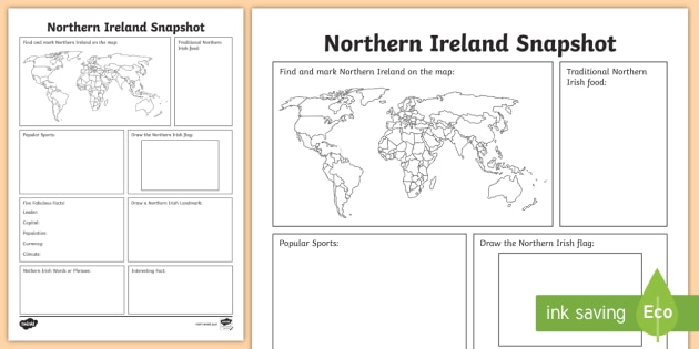 Northern Ireland Snapshot Worksheet (teacher made)