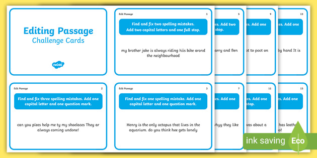 Editing Task Cards - Years 1-2 - English (teacher made)