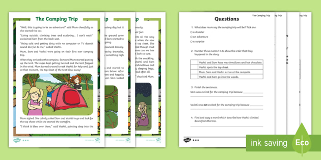 The Camping Trip: English Reading Exercise for KS1