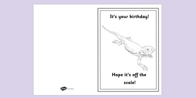 FREE! - Bearded Dragon Birthday Card Colouring | Primary Resources