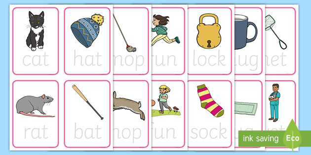 Trace the Rhyming Words Flashcards | CVC Words