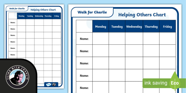 Walk with Charlie Helping Others Chart (teacher made)