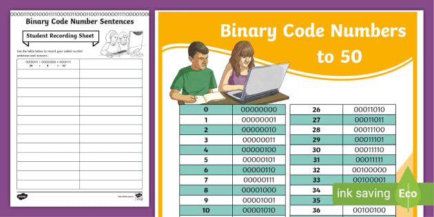 Binary Code Number Sentences Activity Pack (teacher made)