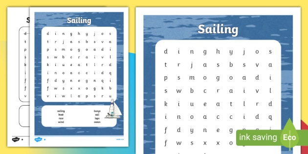 Sailing Word Search (teacher made)