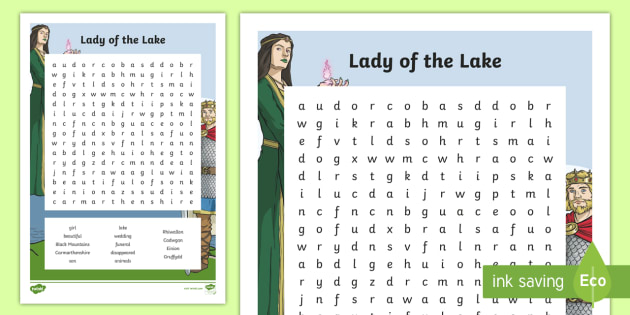 Welsh Myths and Legends: Lady of the Lake Word Search