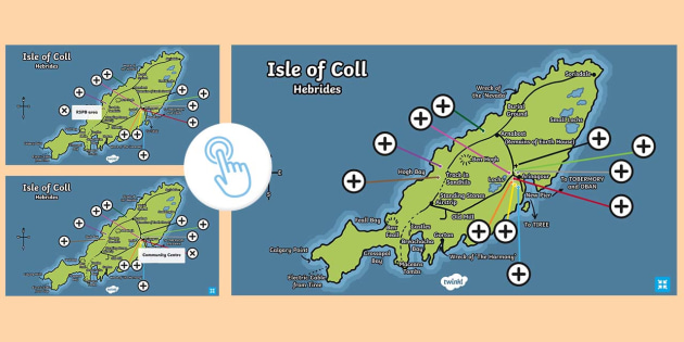 Isle of Coll Attractions on a Map - Interactive Resource