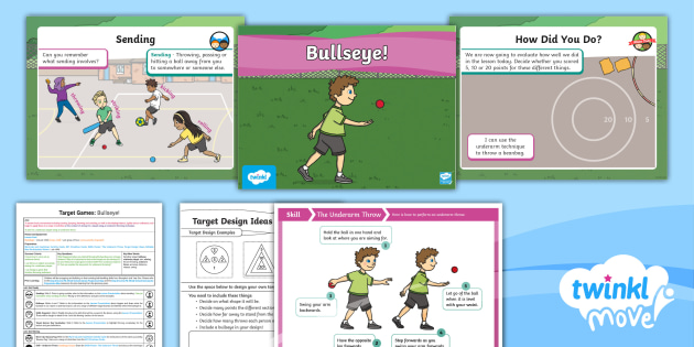 Twinkl Move PE - KS1 Target Games: Lesson 2 - Bullseye!