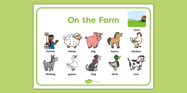 On the Farm Word Mat (teacher made)