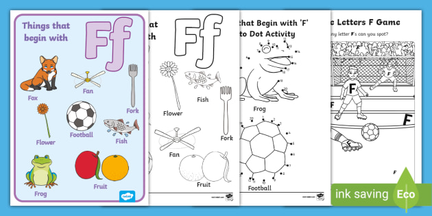 FREE! - Things that Begin with F Worksheets Pack