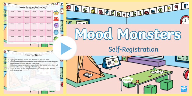 * NEW * Mood Monsters Self-Registration PowerPoint - Mood