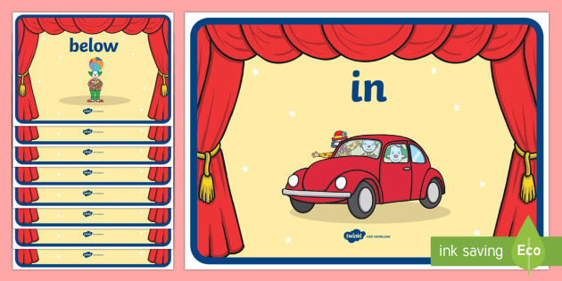 Circus Themed Positional Language Display Posters