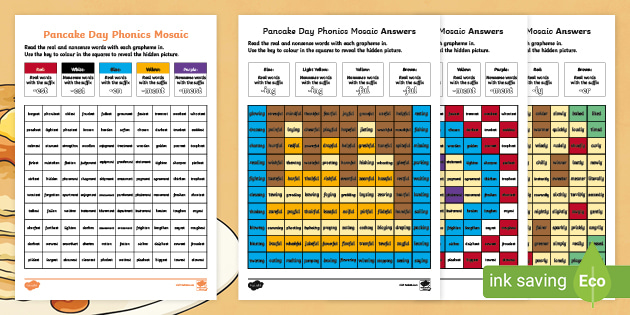 Phase 6 Pancake Day Phonics Mosaic Worksheet / Worksheets
