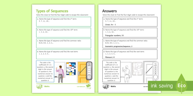Escape the Room: Types of Sequences Challenge Card