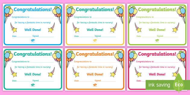Leaving Nursery Certificate creat De Profesori 