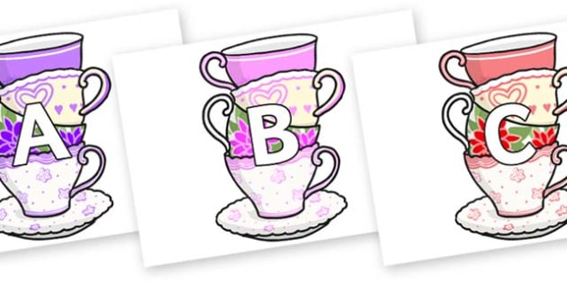 FREE! - A-Z Alphabet on Teacups (teacher made)