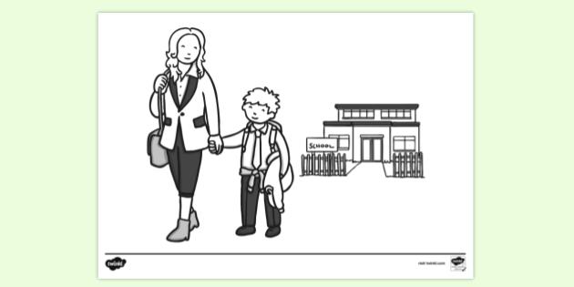 FREE! - Being Picked Up Colouring Sheet - Back to School Resource