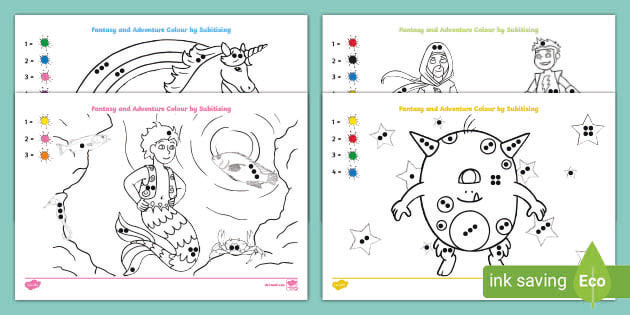 👉 Fantasy and Adventure Colour by Subitising Activity