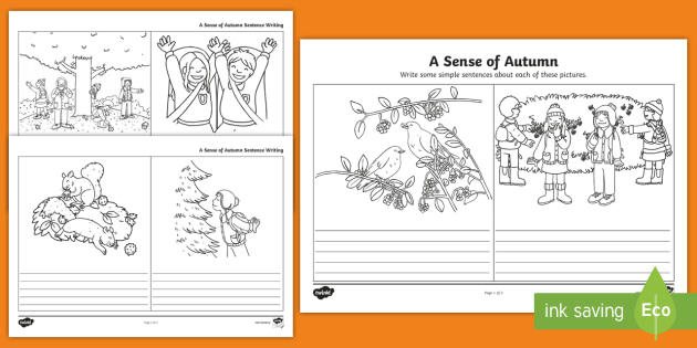 A Sense of Autumn Simple Sentence Writing Worksheet / Worksheet