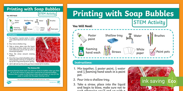 Printing With Soap Bubbles STEM Activity (teacher made)