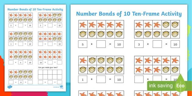 👉 * NEW * Number Bonds to 10 Under the Sea Ten-Frame Activity