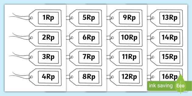 1 - 20Rp on Price Tags - Shop Price Labels (teacher made)